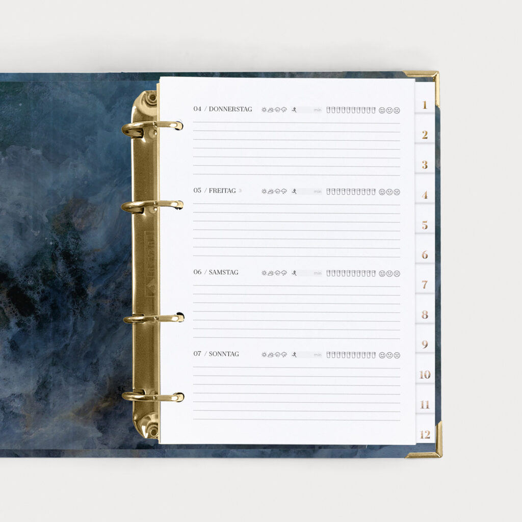 Dein Wochenplaner in verschiedenen Designs | nuts & golden